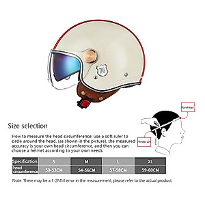 Open Face Helmets Light Breathable Street Sunscreen Moped Half Helmet with Sun Visor Cool Girl Style Retro Vespa Half Helmet for Men and Women Cruiser Scooter ATV, DOT Approved -E-L