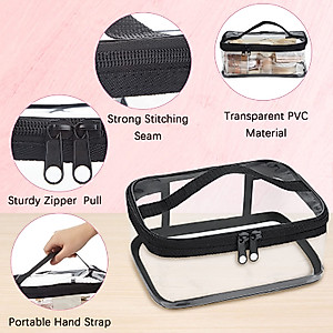 Weewooday 3 Pieces Transparent Toiletry Bags with Zipper Waterproof Makeup Bag TSA approved travel Bag Clear Cosmetic Makeup Bags for Men Women and Kids Business Bathroom, Black