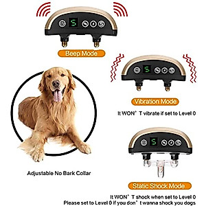 Dog Anti Barking Collar with 7 Adjustable Levels, Harmless Shock, Beep Vibration, Smart Correction and LED Indicator-Reachargeable No Bark Collar for Small Medium Large Dogs,Waterproof