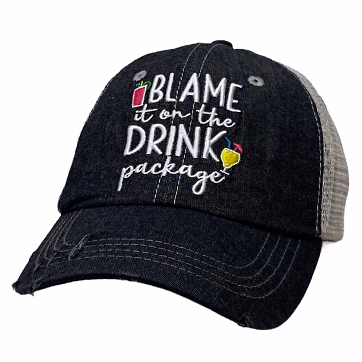 COCOVICI Womens Blame It On The Drink Package Hat | Cruise Hat | Cruise Hat for Women | Cruise Vacation Party Hat Dark Grey