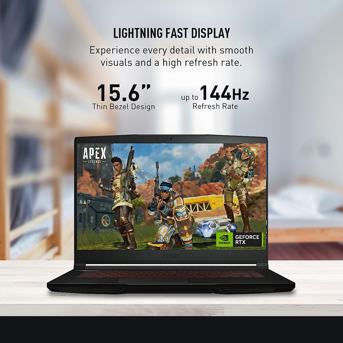 MSI Thin GF63 Gaming Laptop, 15.6" 144Hz FHD Display, 12th Gen Intel Core i5-12450H, NVIDIA GeForce RTX 4050, 16GB RAM, 1TB PCIe SSD, Webcam, Backlit KB, Wi-Fi 6, Windows 11 Home