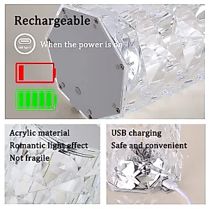 LIPIFAY Crystal Lamp,16 Colors Ambient Light, Rose Desk Lamp, Dimmable and Multiple Light Effects, with Touch & Remote Control, USB Rechargeable for Festival Gifts and Bedroom, Restaurant Decor.