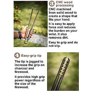 CAMPINGMOON 16-inch Length Fireplace Firewood Tongs with Scissor Shape Serrated Log Claw Tongs for Bonfire Campfire Fire Pit with Wood Hand BKMS-41