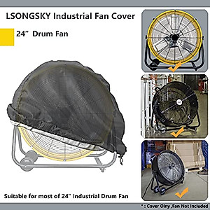 LSongSKY Industrial Fan Cover,Waterproof&Dustproof Cover Suitable for 24" High Velocity Movement Heavy Duty Drum Fan, Heavy Duty Outdoor Floor Fan Cover,Fits up to 29.9 x 8.6 x 29.9 inches,Black