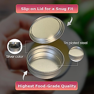 72 Pack 2 Oz Metal Round Tin Containers with Slip-on Lid, Empty Food-grade Tins with Slipcover Lid for Balms, Cosmetics, Candy, Candles, Lotion, Salves 60 mL