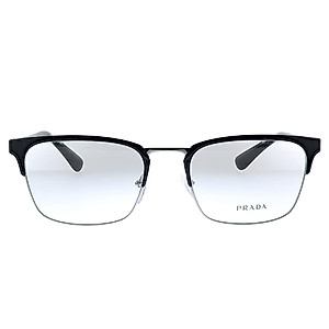 Prada Heritage PR 54TV 1AB1O1 Black Gunmetal Metal Rectangle Eyeglasses 55mm
