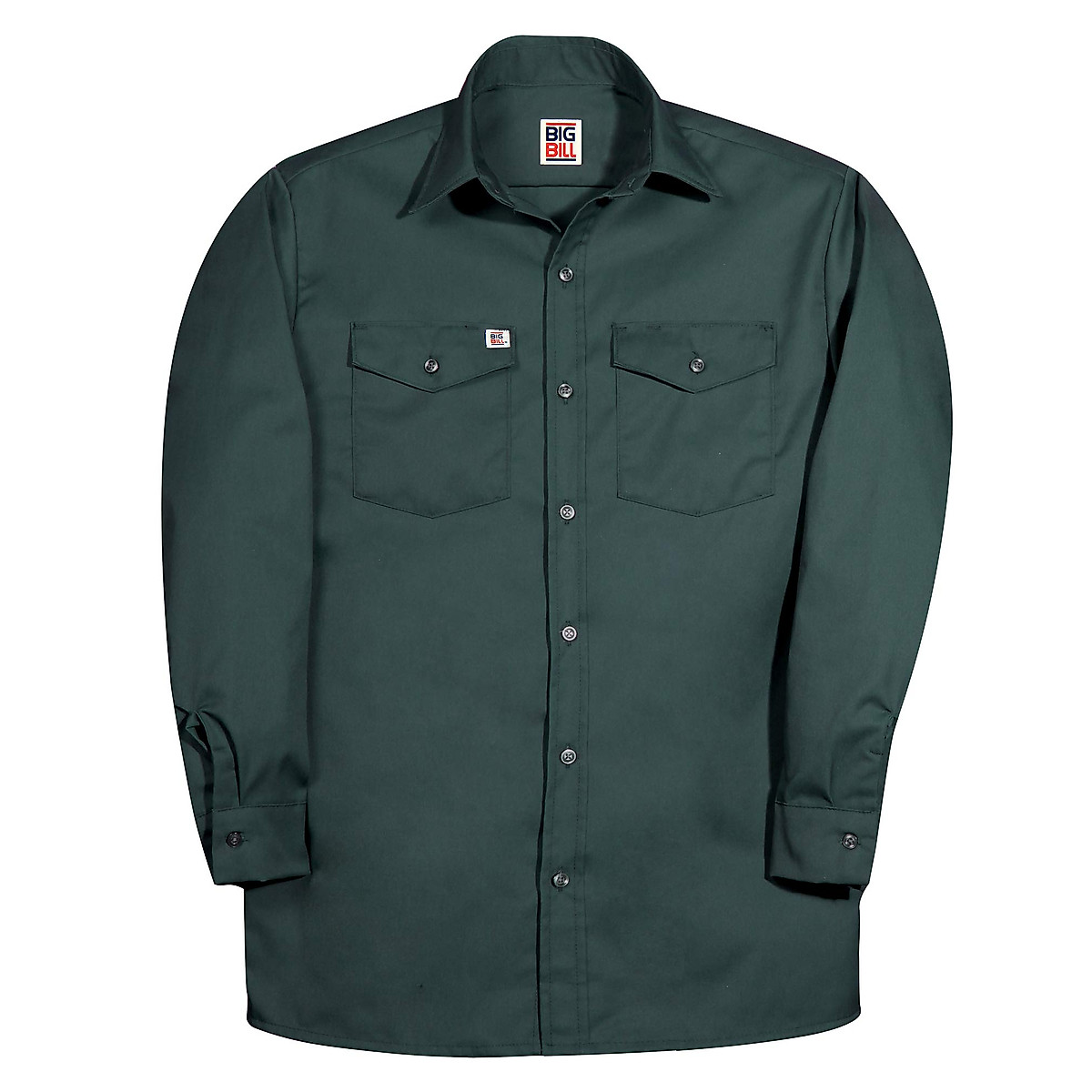 Big Bill Regular and Big and Tall Long Sleeve Premium Work Shirts to 5XB and 5XT in 5 Colors Made in Canada, 2X Big Loden Green