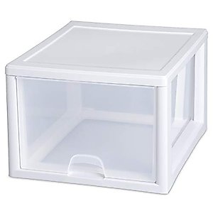 Sterilite 27 Qt./26 L Stacking Drawer, White, 4 Pack