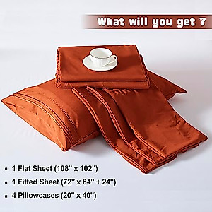 Homiest Extra Deep Pocket Cal King Size Sheets Set, 6 Pieces Soft Burnt Orange Sheets 18-24 Inch Deep Pocket Bed Sheets, Hotel Luxury 1800 Thread Count Microfiber Bed Set Fits Ultra Deep Mattress