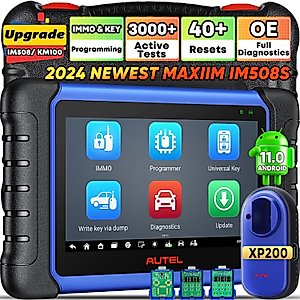 Autel MaxiIM IM508S w/ XP200 Programmer: 2024 Up of IM508 KM100 Key Fob Programming Tool, OS11 4+64G, 2.4&5G, Bidirectional Control 3000+ Test 40+ Reset OE Full Diagnose as MX900 MK900BT FCA AutoAuth