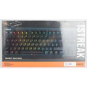 Fnatic miniSTREAK Silent LED Backlit RGB Mechanical TKL Gaming Keyboard, MX Cherry Silent Red Switches, Small Compact Portable Tenkeyless Layout Pro Esports Gaming Keyboard (US Layout QWERTY)