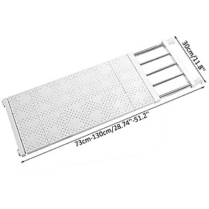 LIYIVNAA Expandable Closet Shelf Clothes Storage Rack Tension Rod Heavy Duty Cabinets Organizer DIY Wardrobe Hanger Divider Separator Holder - White