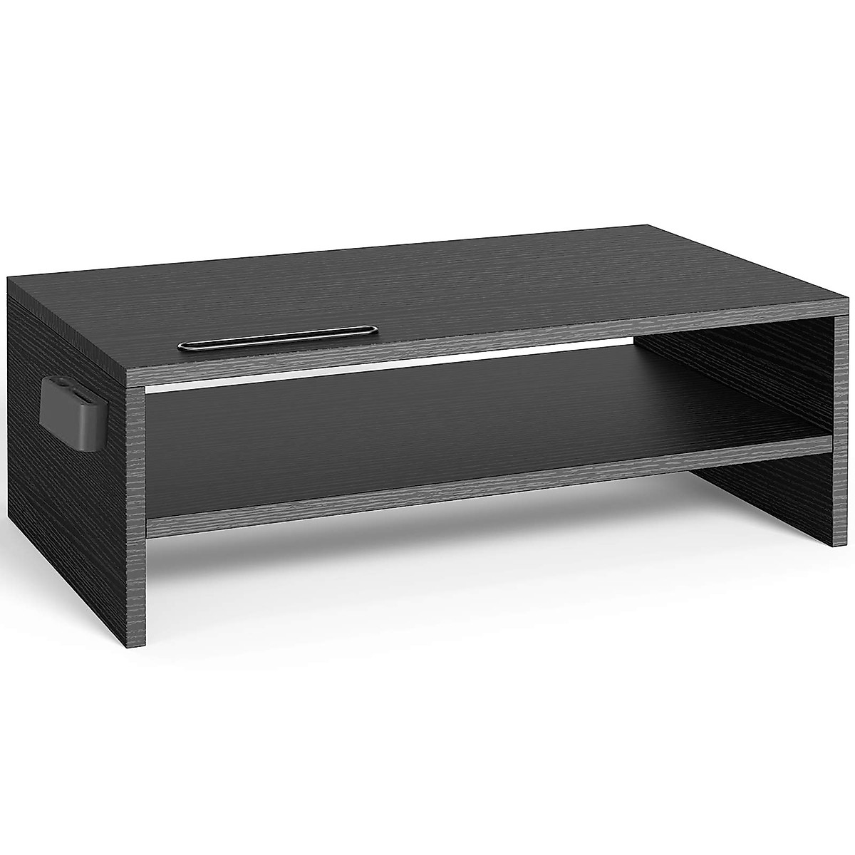 ERGO TAB Monitor Stand, Monitor Riser Wood 2 Tiers Desk Organizer Stand with Cellphone Holder, Laptop Printer Stand with Cable Management, for Computer, Notebook, Printer Holder, 16.5 inches, Black