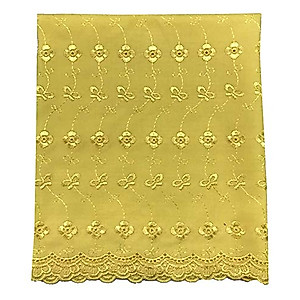 AMORNPHAN Set of Daisy Floral Flower Embroidered Eyelet Lace 100% Cotton Quilting Fabric for Patchwork Needlework DIY Handmade Sewing Crafting Decor Face mask Precut 18x22 Inches (Set of 7 Pieces)