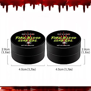 DE'LANCI Fake Blood Scab, 2 Pcs Coagulated Blood Gel Washable, Realistic Scar Blood Halloween SFX Makeup on the Face/Body, Prefect Zombie Vampire Monster Cosplay Stage Blood Clothes - 60g (2.12 oz)