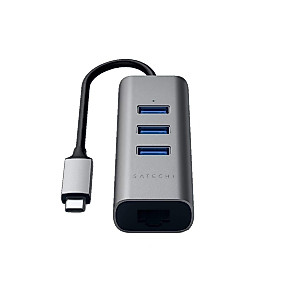 Satechi USB C Hub Adapter, USB C Adapter with 3 USB-A 3.0 Ports and Ethernet Port, for MacBook Pro/Air M1 M2 M3, Dell, HP, Surface, Lenovo, iPad, iPhone 15 - Space Gray