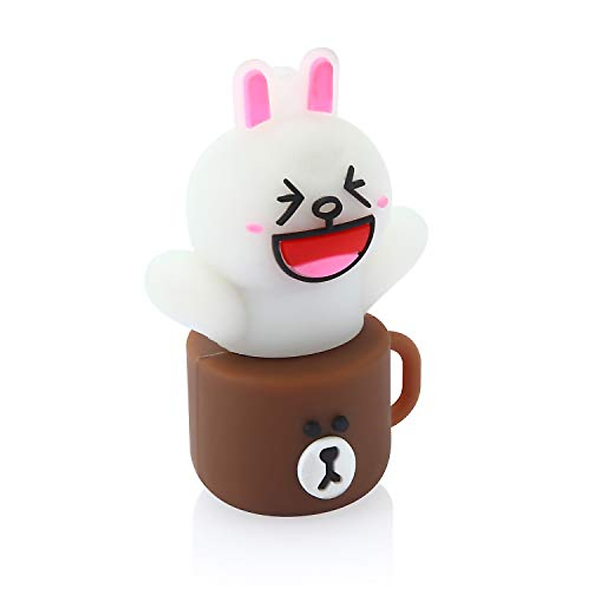 Novelty Happy Rabbit Bear Cup Shape Design 16GB USB 2.0 Flash Drive Cute Memory Stick Stitch Thumb Drive Data Storage Pendrive Cartoon Jump Drive Gift