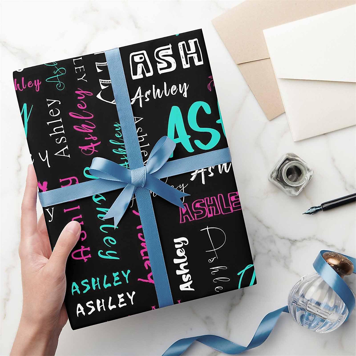 MyPupSocks Personalized Christmas Wrapping Paper Birthday Gift Wrap for Men Customized Wrapping Paper Christmas Baby Boy Wrapping Paper Baby Shower