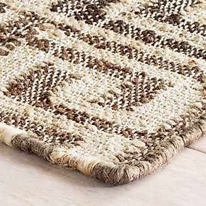 Dash and Albert Auricula Handwoven Jute Rug, 8 X 10 Feet, Black/Neutral Geometric Pattern