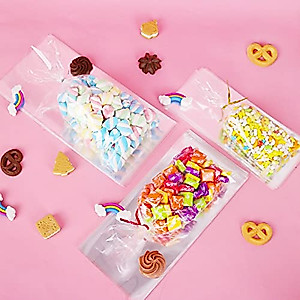 QTOP Cellophane Bags Cookie Bags Cellophane Treat Bags 3 Sizes 110 PCS cookie bags with Twist Ties for Birthday Party Favors, Valentines, Halloween, Christmas, Wedding（4x9.5 5x11 6x12 inches）