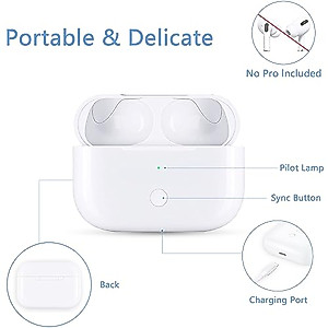 Airpods Pro Charging Case Replacement Only,Airpod Pro Charger Case with Bluetooth Pairing Sync Button,660 mAh Built-in Battery,No Air pods Pro,Cool White