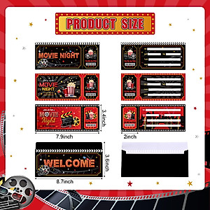 Harloon 36 Sets Movie Party Invitations Movie Night Theater Party Birthday Invitations Cards Popcorn VIP Party Ticket with Envelopes Postcards Birthday Red Carpet Party Supplies