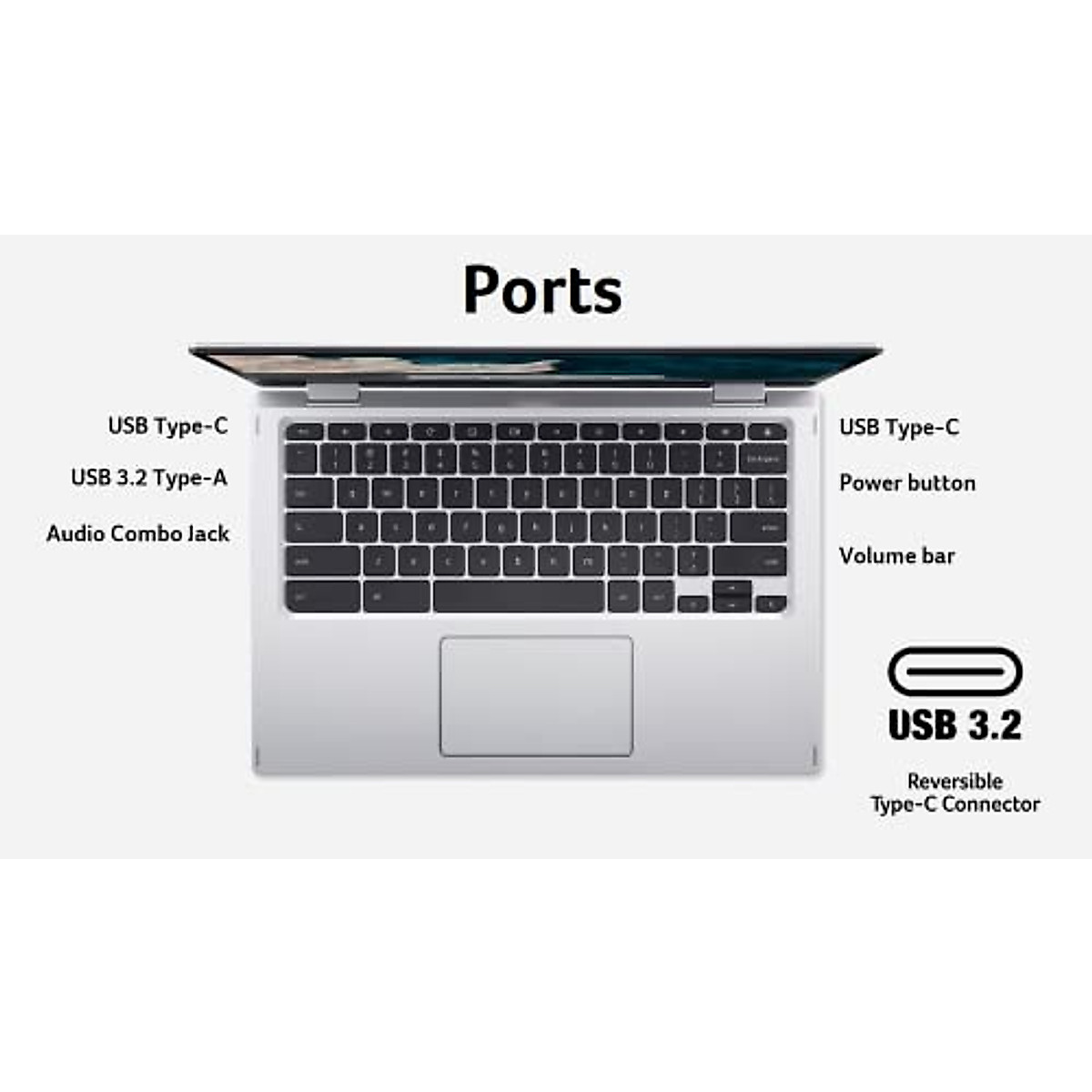 Acer Chromebook Spin 513 Convertible Laptop | Qualcomm Snapdragon 7c | 13.3" FHD IPS Touch Corning Gorilla Glass Display | 8GB LPDDR4X | 64GB eMMC | WiFi 5 | Backlit KB | Chrome OS | CP513-1H-S338