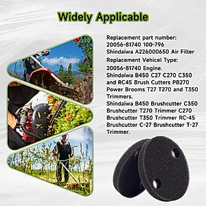 AWSZH 10 PCS A226000650 Air Filter Fits 20056-81740 Engine 100-796 Air Filter for OEM Shindaiwa B450 C27 C270 C350 and RC45 Brush Cutters PB270 Power Brooms T27 T270 and T350 Trimmers