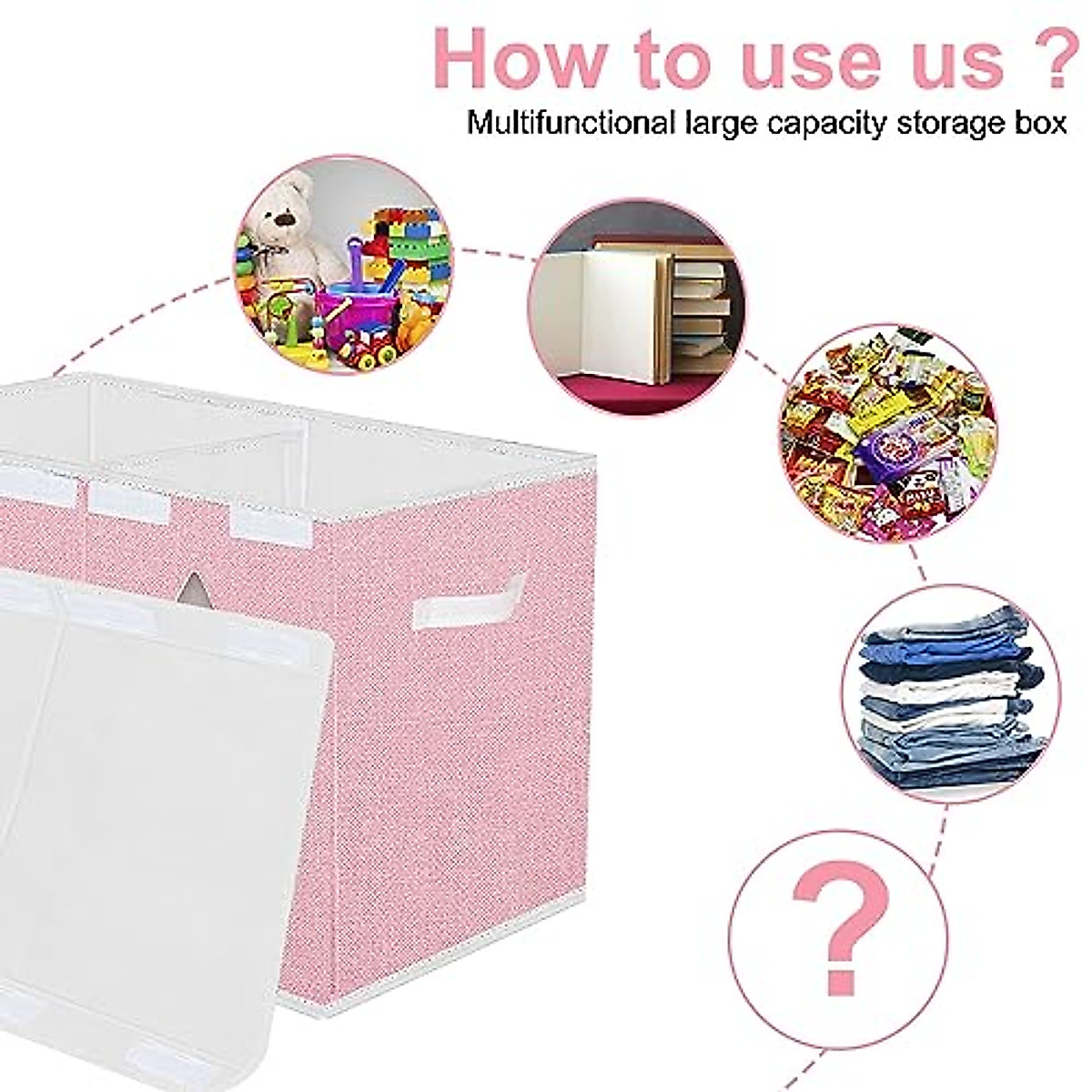 Xmasorme Large Toy Box for Girls, Toy Chest Box Organizer Bins with Star Transparent Windows, Sturdy Handles and Mesh Bag, Foldable Large Size Storage Box for Nursery, Playroom, Bedroom