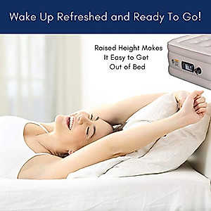 Aria Queen Raised Inflatable Air Mattress with Built-in Pump, Comfortable Air Bed for Travel or Guests