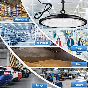 YANYCN 6 Pack 200W UFO Led High Bay Light Fixture,120VAC,30800LM,5000K Daylight Commercial Shop Bay Lighting,[850W MH/HPS Equiv.] US Plug Area Lighting for Garage/Warehouse/Barn/Gym/Factory/Workshop