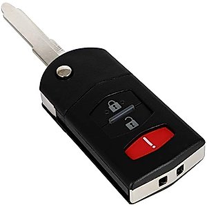 ECCPP 1 X Replacement Remote Key Shell Case with Uncut ignition key for Mazda 2 3 5 CX-7 CX-9 FCC: BGBX1T478SKE125-01 662F-SKE12501 SKE12501 G2YA-76-2GXB KPU41788