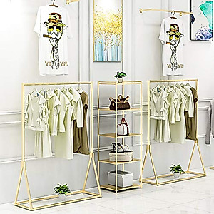 Floorstanding Wild Clothes Rail,Iron Environmental Protection Heavy Duty Clothes Rail,Simple, Solid/Golden / 120cm