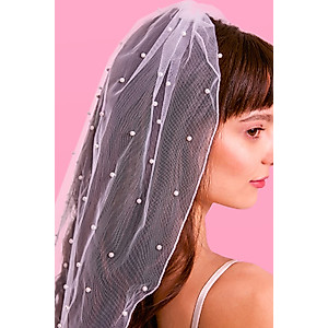 xo, Fetti Bachelorette Party Pearl Bridal Veil | Headband Decorations, Bride To Be Gift, Wedding