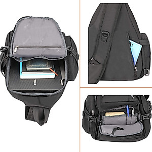Vanlison Crossbody Sling Bag Backpack for Men & Women Large Fits 13" Laptop Tablets Black