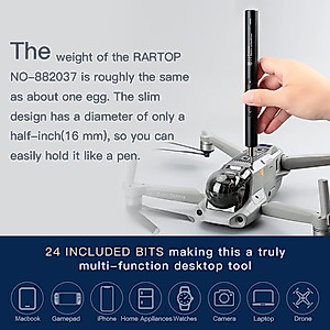 RARTOP Screwdriver Set – Electric Screwdriver, Precision Electric Screwdriver with 24 Magnetic Precision Bits, Ideal for Phones, Laptops, Computers, Glasses, Watches, Electronics and Gifts