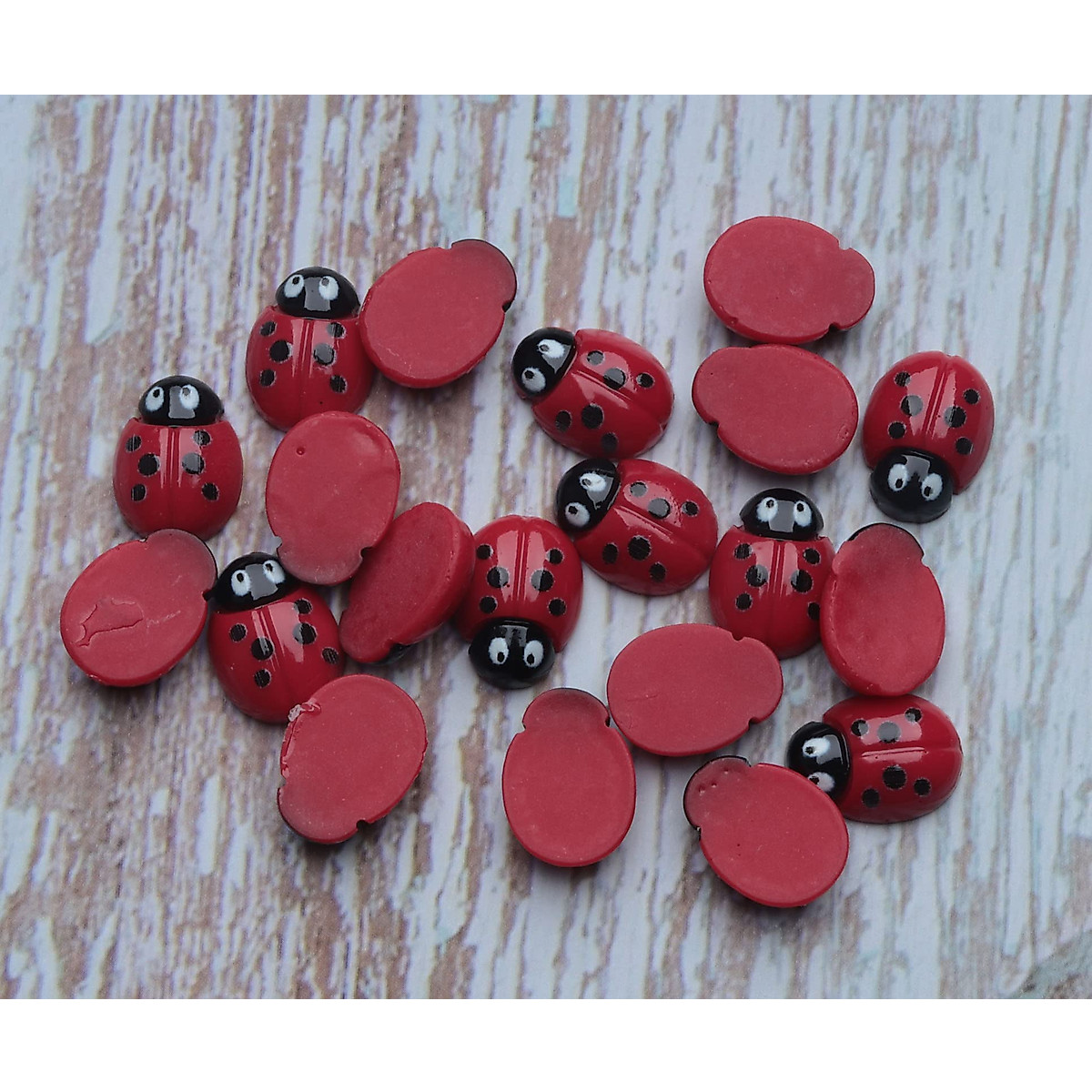 Sowaka 20 Pcs Ladybug Ornaments Tiny Resin Flatback Embellishment Fake Ladybird Decor for Hair Clip DIY Craft Art Project Home Garden Decoration Supplies Jewelry Making Scrapbooking (Small - Ladybug)