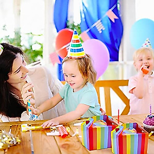 Rainbow Treat Boxes Party Favor Boxes,24 Pack Cardboard Gift Boxes for Bridesmaid Proposal/Birthday/Party/Wedding, Red Kraft Paper Present Packaging Box with Lids (6.2 x 3.5 x 3.6 In) (colorful stripes)