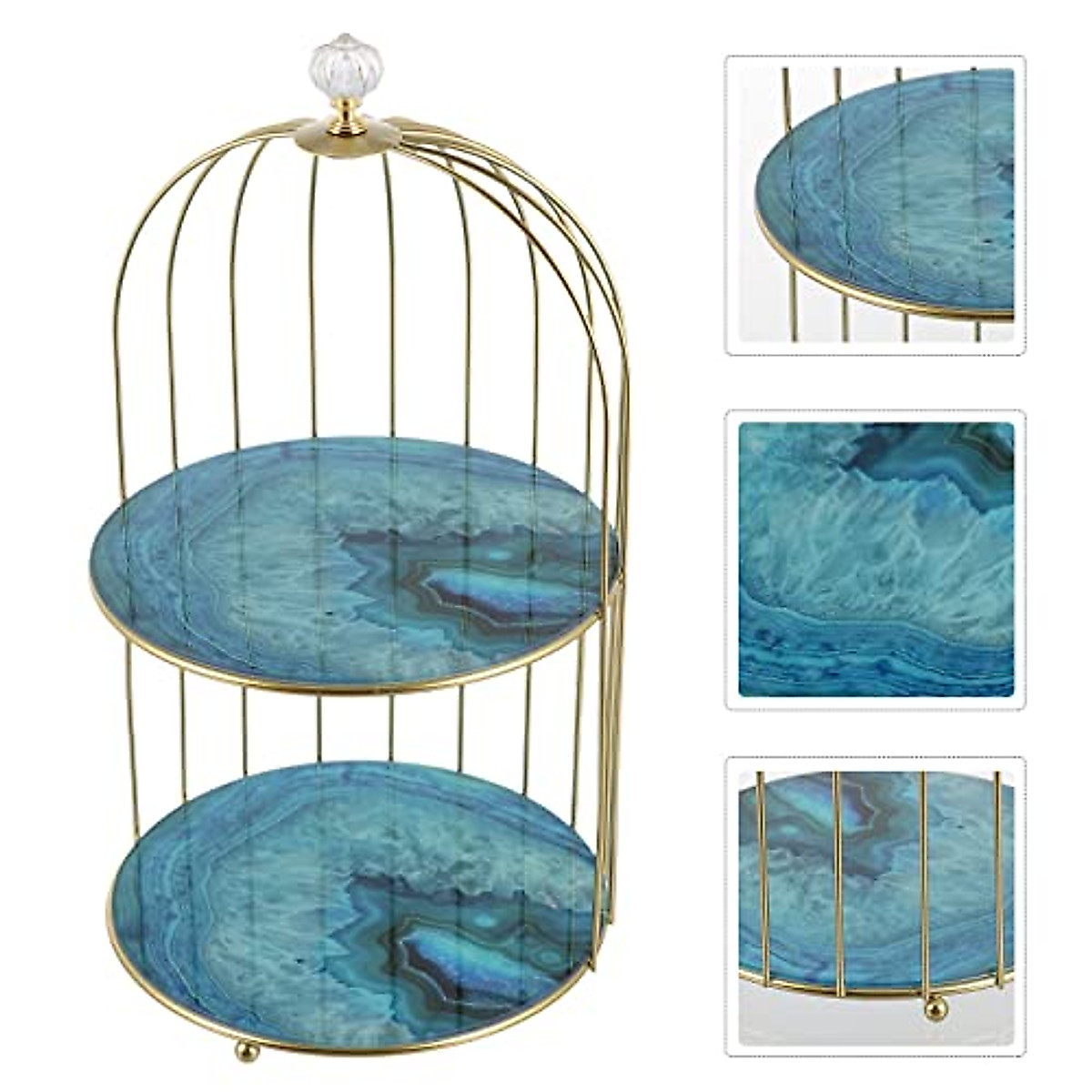 Minkissy Makeup Organizer Cosmetics Iron Storage Rack Bathroom Countertop Organizer, Birdcage Shape- Cosmetic Rack Double Layer