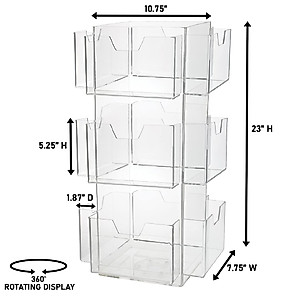 SOURCEONE.ORG Clear Acrylic 12 Pocket Rotating Greeting Cards Display, Holds 7" x 5" Cards