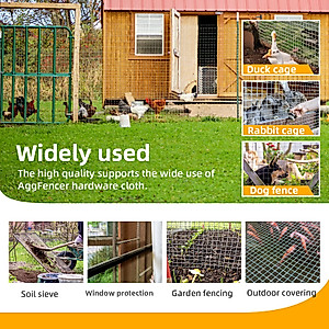 AggFencer 48in x 50ft Hardware Cloth 1/2 inch 19Ga Hot Dipped Galvanized After Welding, Chicken Coop Wire Fence, Garden Plant Welded Metal Wire Fencing Roll Mesh, Poultry Animal Netting Cage Screen