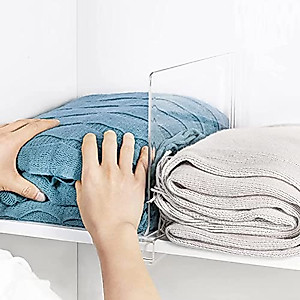MIVERYEA Acrylic Shelf Dividers, Clear Shelf Divider for Closet Organization 6 Pack Plastic Shelve Divider for Clothes Purses Separators