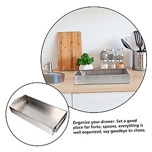 Cabilock Flatware Tray Stainless Steel Cutlery Container Utensil Holder Mesh Design Silverware Countertop Storage Organizer