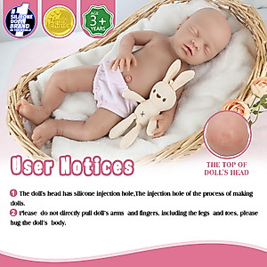 Vollence 18 inch Eye Closed Full Silicone Baby Doll,Not Vinyl Dolls,Sleeping Lifelike Reborn Baby Doll,Realistic Newborn Real Baby Doll - Girl
