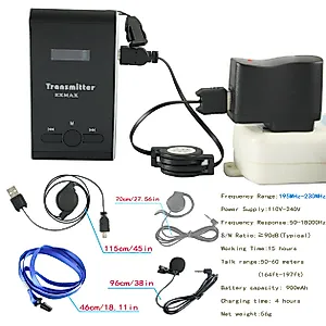 EXMAX® ATG-100T 195MHz One Unit Transmitter ONLY for ATG-100T Wireless Tour Guide System Receivers Church Translation Simultaneous Interpreting Teaching Silent Conference Travel (1 Transmitter)