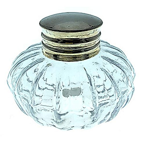 Madison Bay Company Round Swirled Clear Glass Inkwell, 3 Inch Diameter X 2.25 Inch Tall