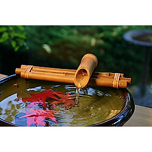 Bamboo Accents Water Fountain with Pump, Indoor/Outdoor Fountain, 12” Wide Three-Arm Style Base, Smooth Split-Resistant Bamboo to Create Your Own Zen Fountain (Container Not Included)