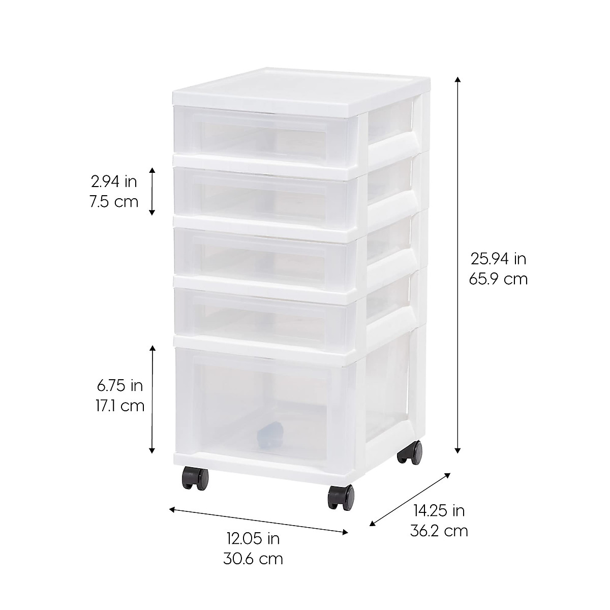 IRIS USA MC-341-NS Storage Drawer Cart, 5 WHT CLR, White