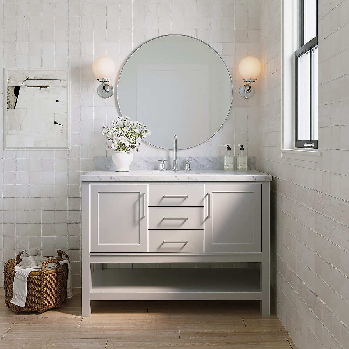 ARIEL Bayhill 48" Single Sink Base Cabinet in Grey