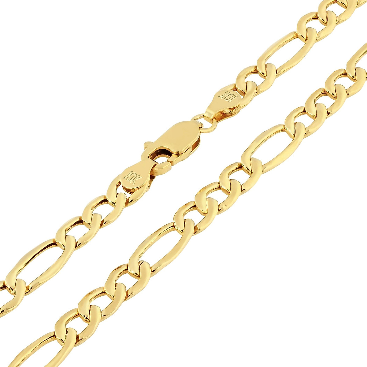 Nuragold 10k Yellow Gold 5.5mm Figaro Chain Link Pendant Necklace, Mens Womens Jewelry 16" 18" 20" 22" 24" 26" 28" 30"